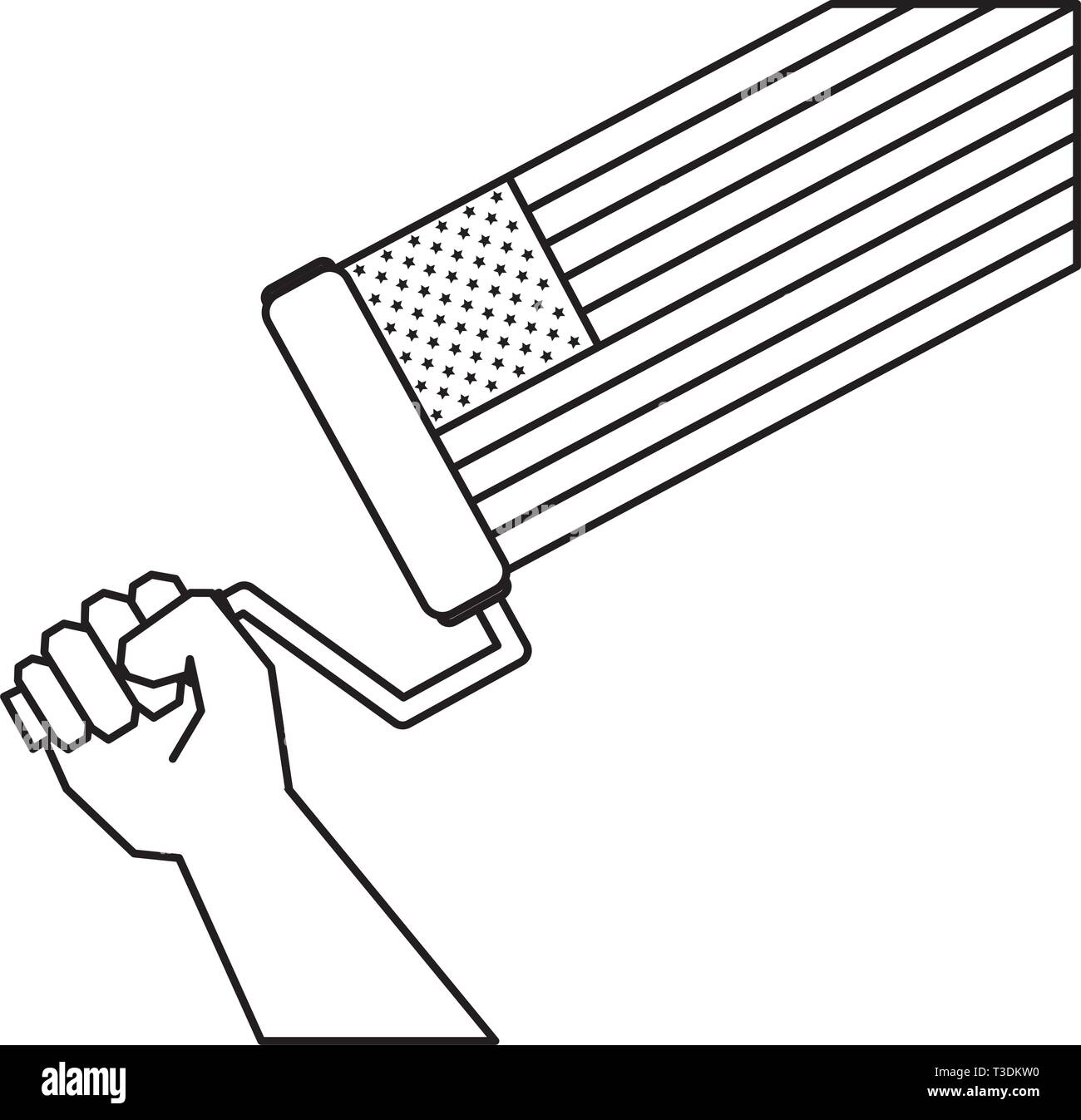 hand using paint roller painting usa flag Stock Vector Image & Art - Alamy