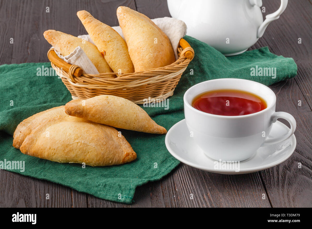 Savory stuffed patties on an wooden table. Country house style Stock ...