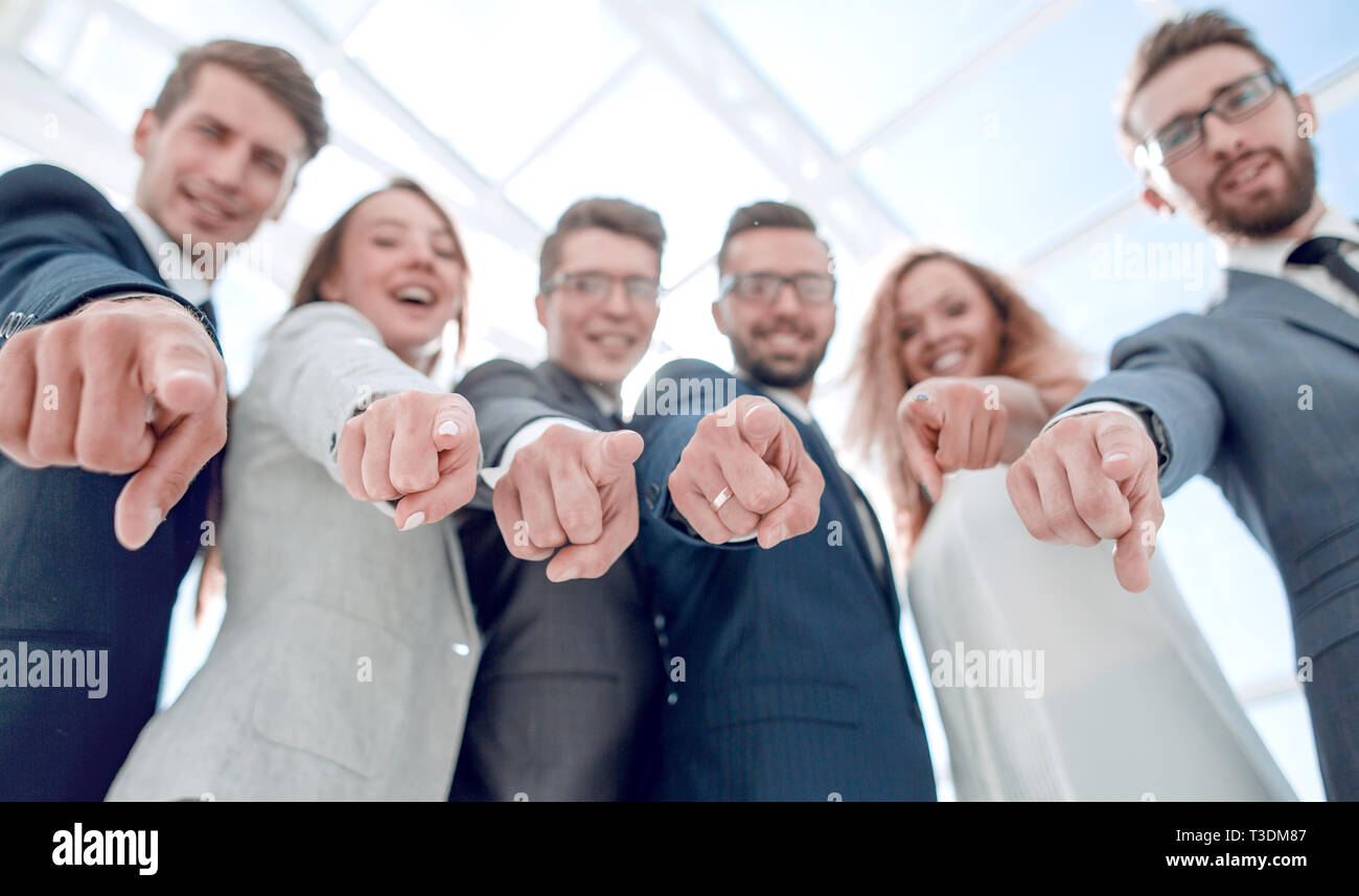 close up.successful business team pointing at you Stock Photo - Alamy