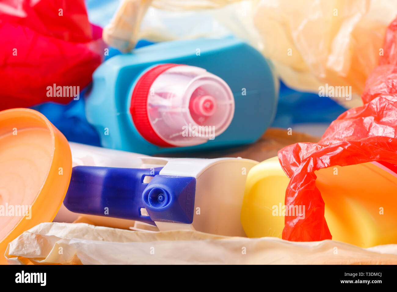 Used plastic bottles and bags for recycling Stock Photo - Alamy