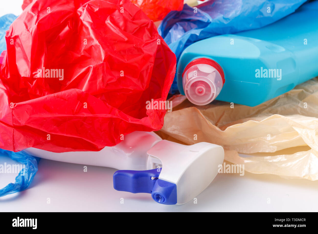 Used plastic bottles and bags for recycling Stock Photo - Alamy