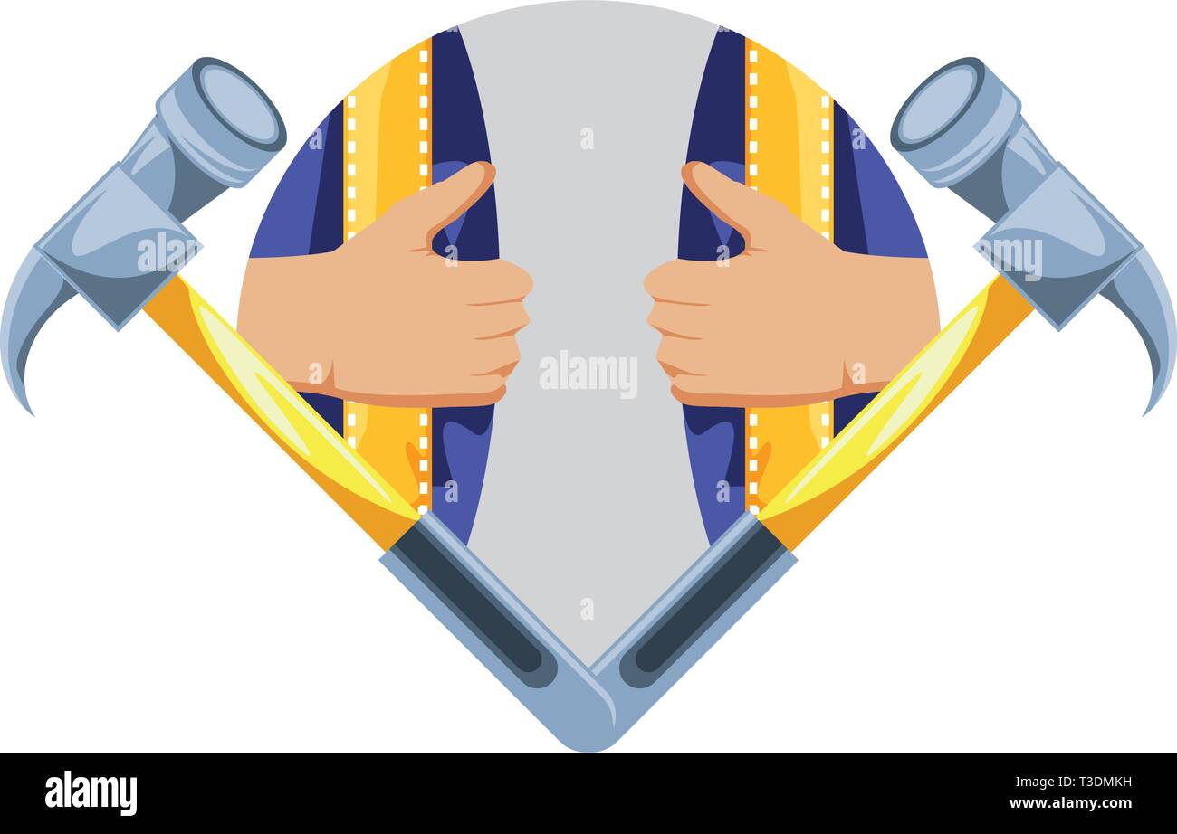 overall uniform construction in frame circular with hammers vector ...