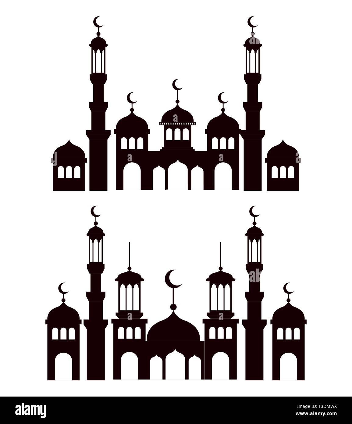set islamic castle with moons to ramadan kareem Stock Vector Image ...