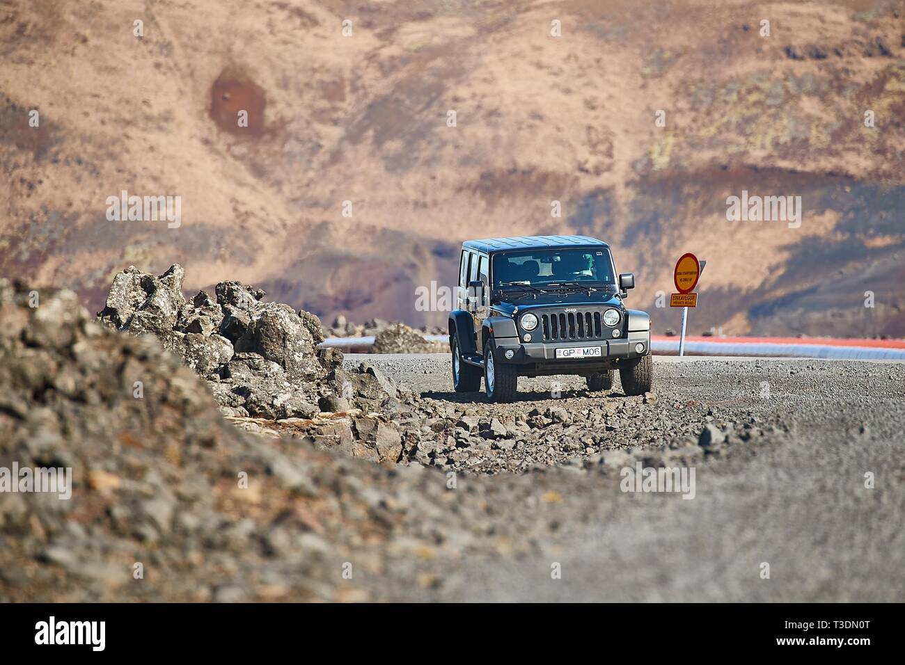 Jeep Wrangler on Icelandic terrain Stock Photo - Alamy