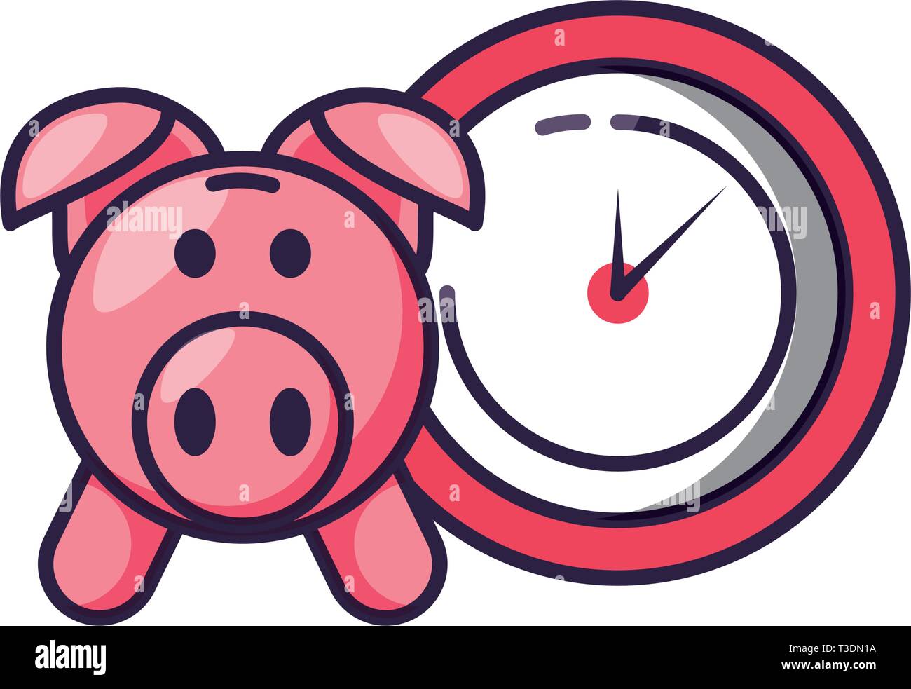 clock time with piggy bank vector illustration design Stock Vector ...