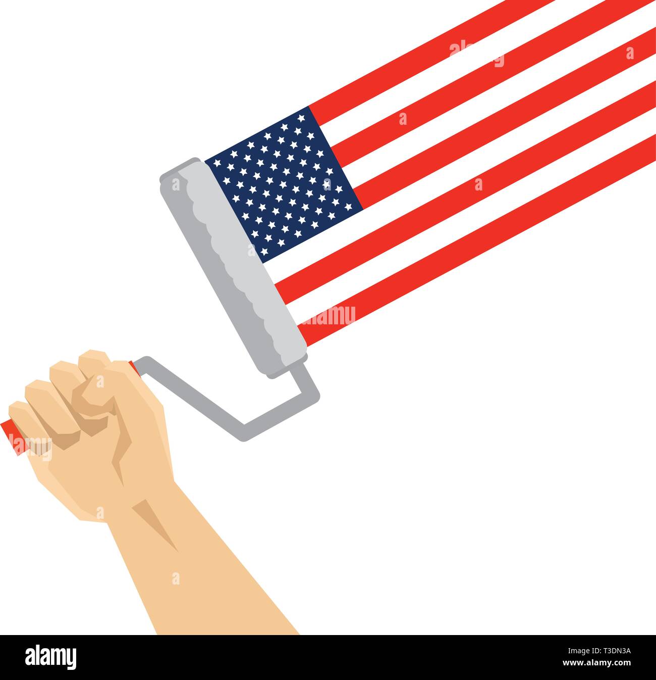 hand using paint roller painting usa flag Stock Vector Image & Art - Alamy