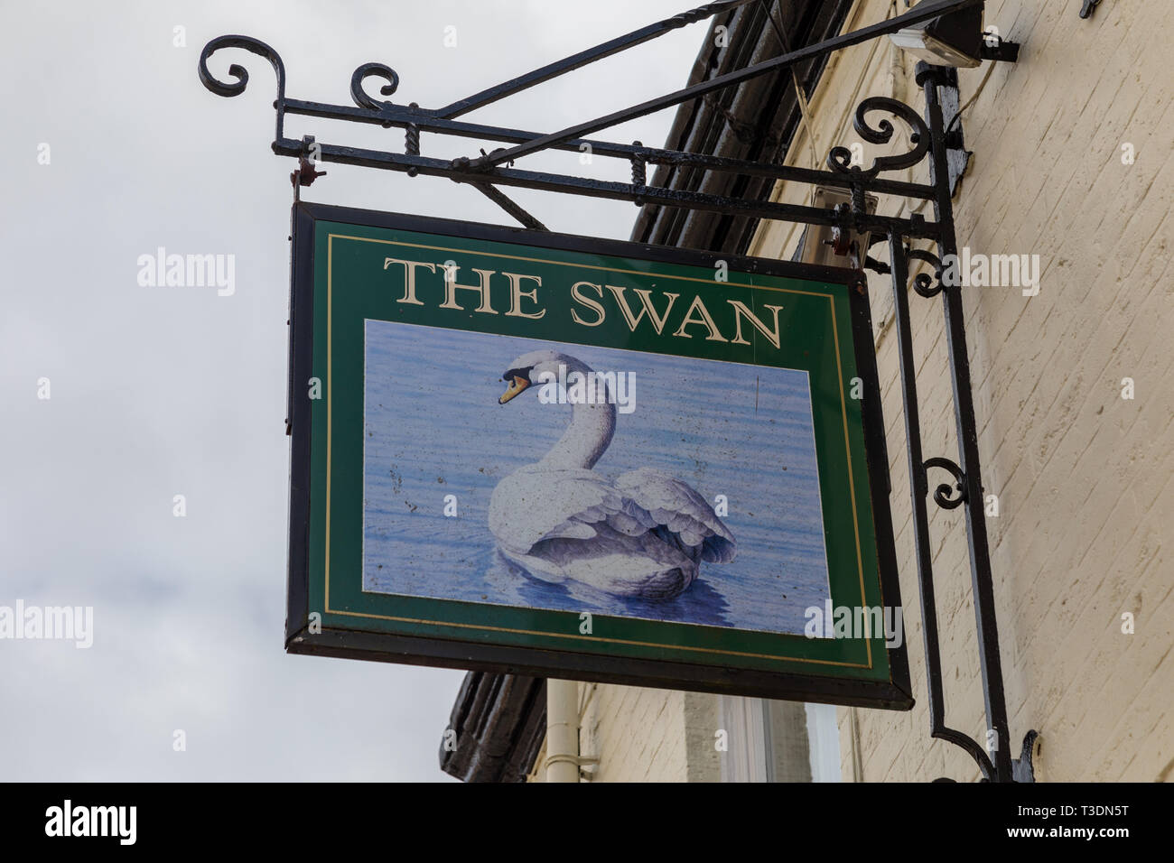 Exterior sign for The Swan public house St Helens Lancashire March 2019 ...