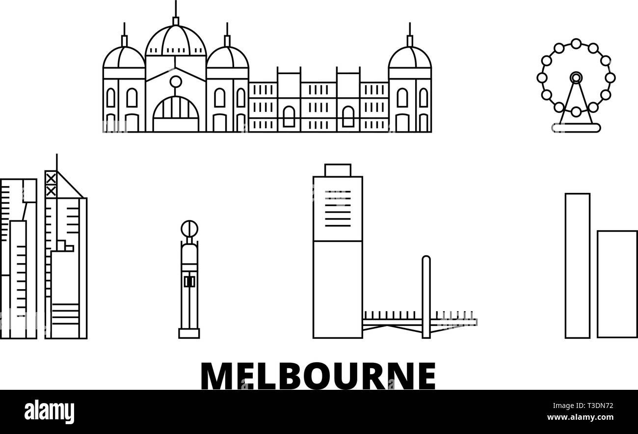 Melbourne twilight skyline Stock Vector Images - Alamy