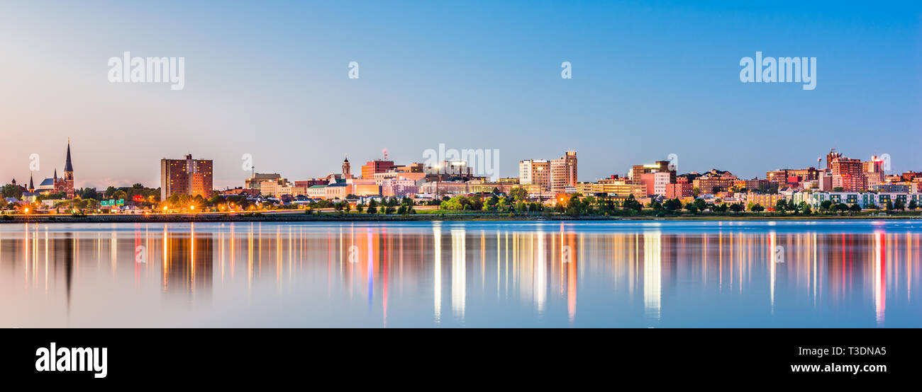 Portland, Maine, USA downtown skyline from Back Cove at dawn Stock ...