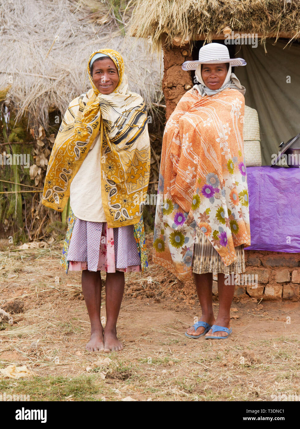 Portrait of Malagasy girls at a farmers market,hill country,Madagascar ...