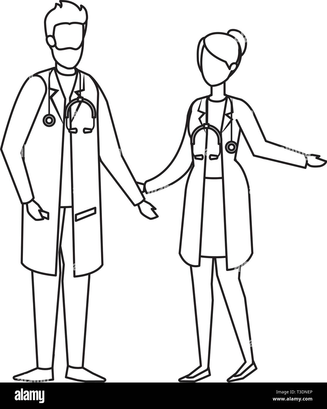 couple of professionals doctors avatars characters Stock Vector Image ...