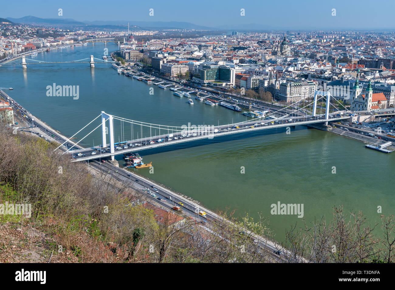 Beautiful bridges of Budapest from Buda Hill, Hungary Stock Photo - Alamy