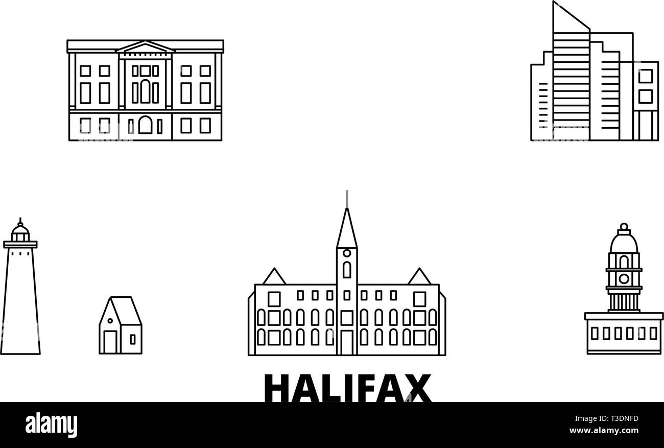 Canada, Halifax line travel skyline set. Canada, Halifax outline city ...