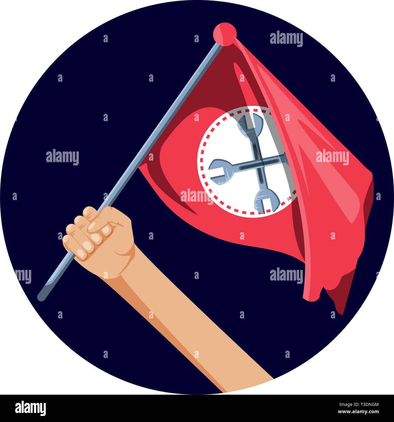 hand and flag with wrenches crossed vector illustration design Stock ...