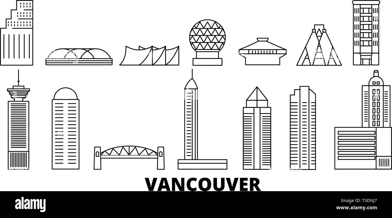 Canada, Vancouver line travel skyline set. Canada, Vancouver outline ...