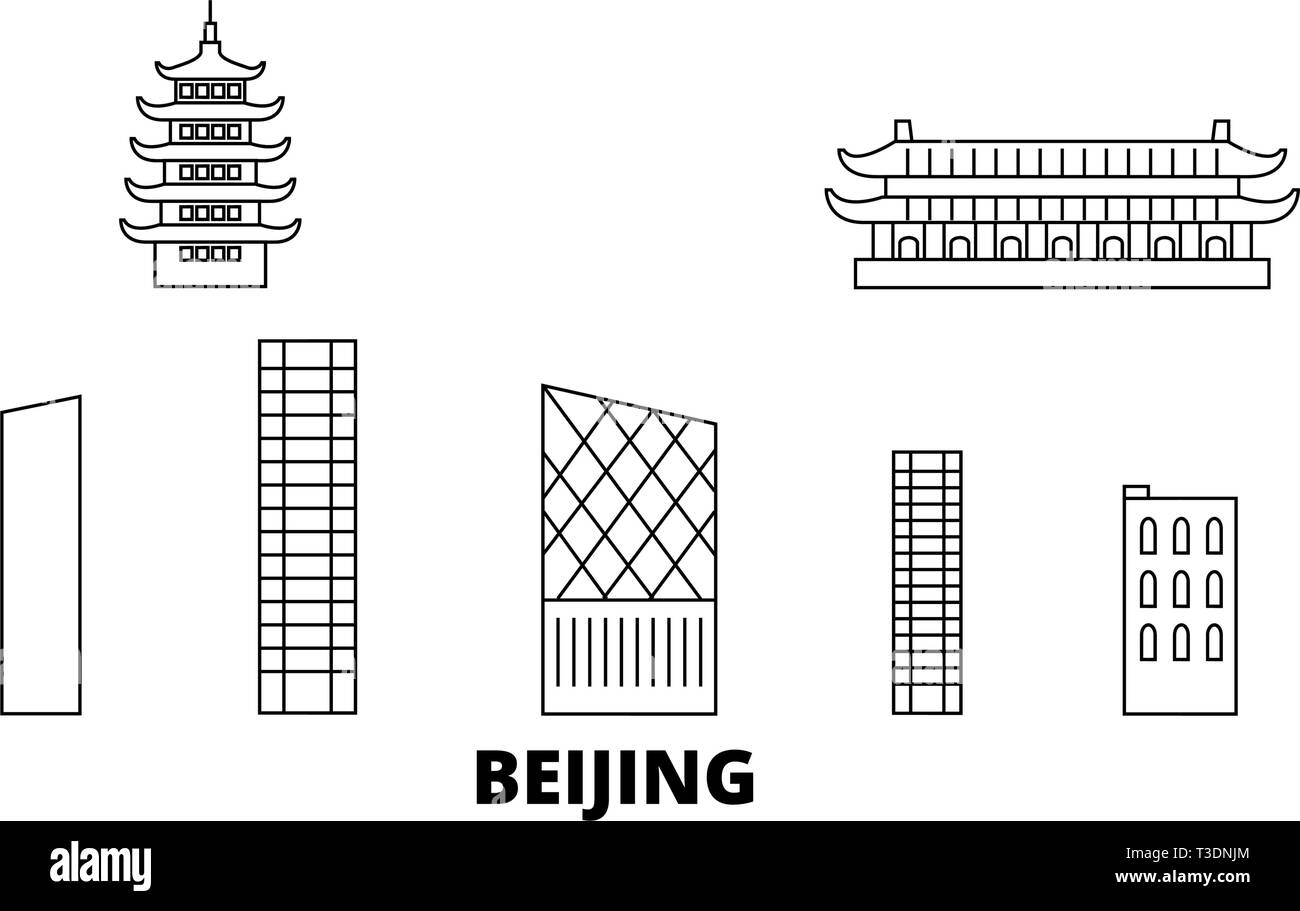 China, Beijing City line travel skyline set. China, Beijing City ...