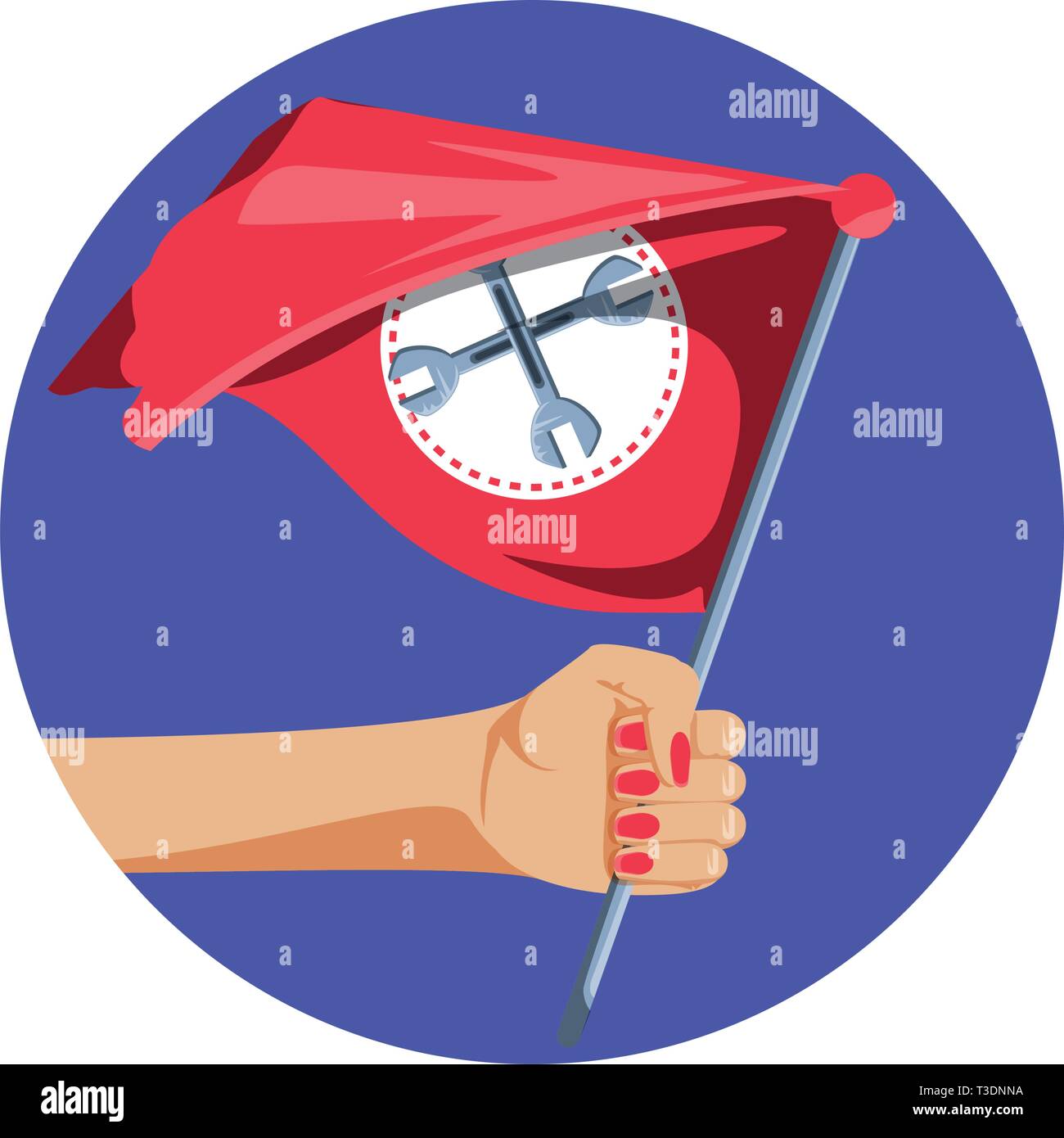 hand and flag with wrenches crossed vector illustration design Stock ...