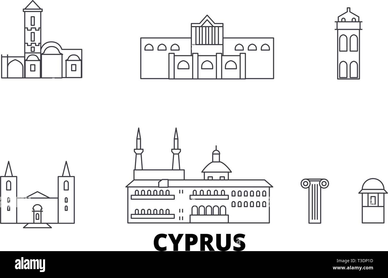 Cyprus line travel skyline set. Cyprus outline city vector illustration ...