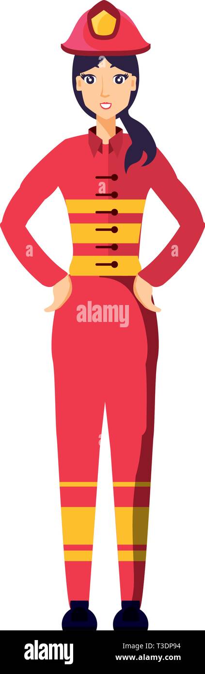 firefighter professional female avatar character vector illustration ...