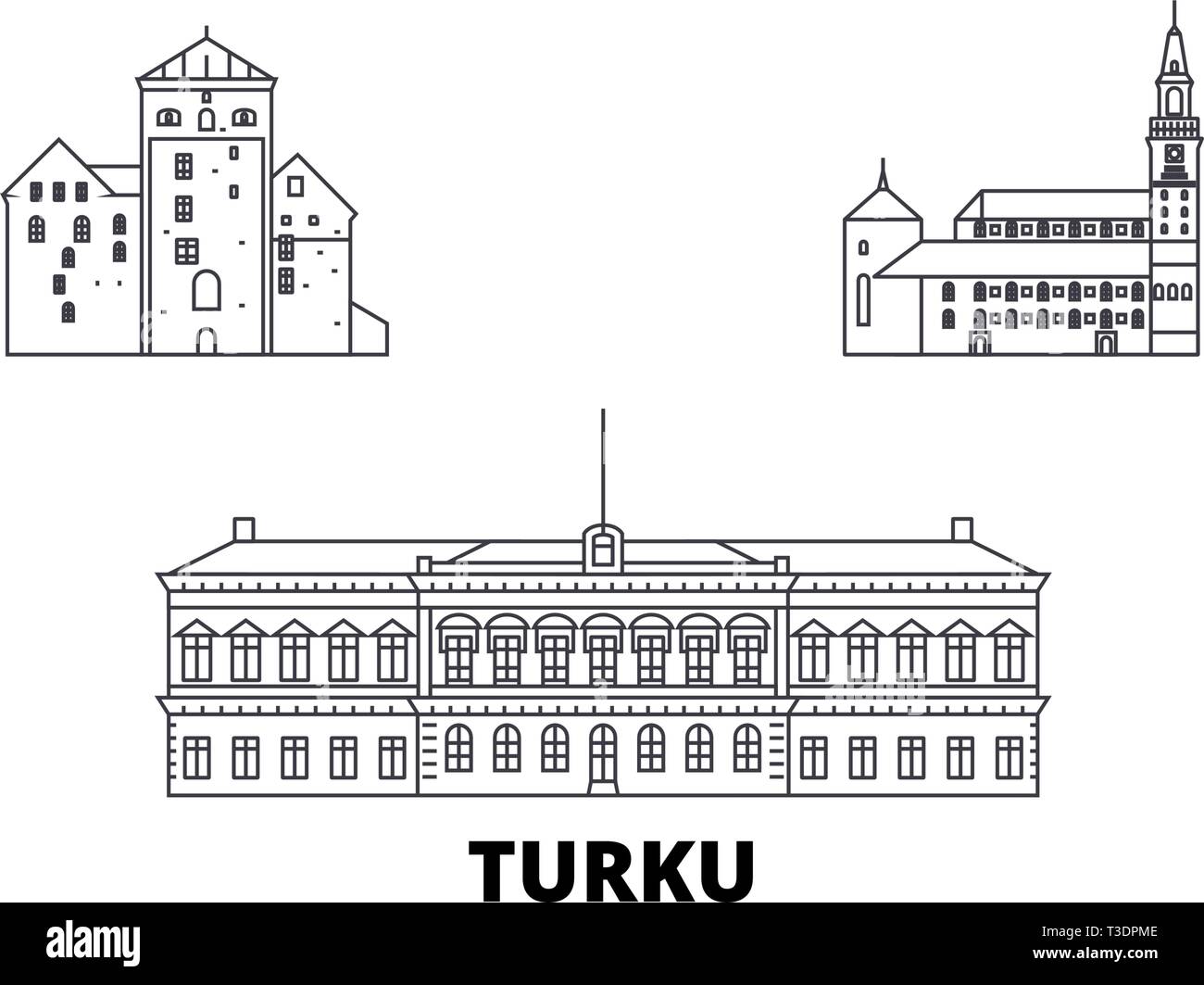 Finland, Turku line travel skyline set. Finland, Turku outline city ...