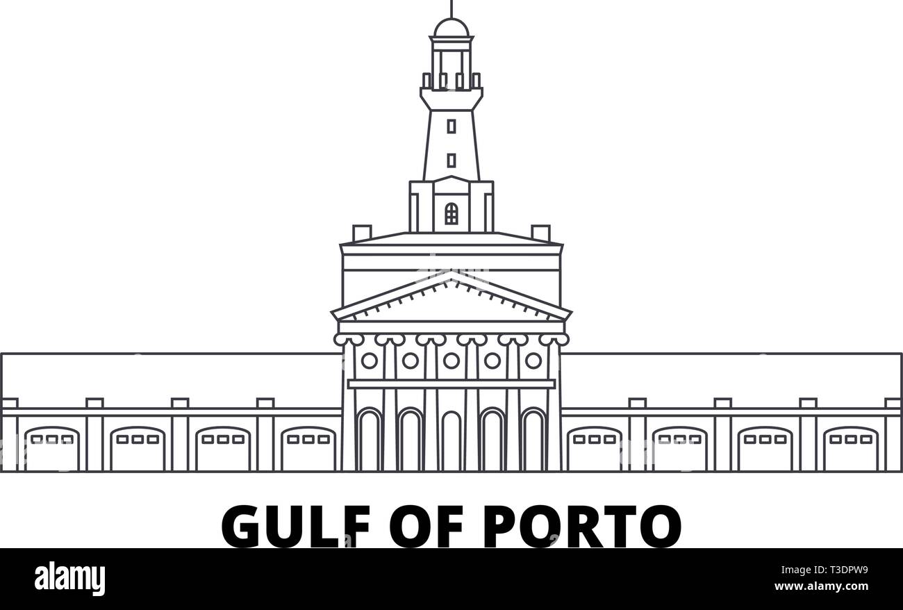 France, Corsica, Gulf Of Porto line travel skyline set. France, Corsica ...
