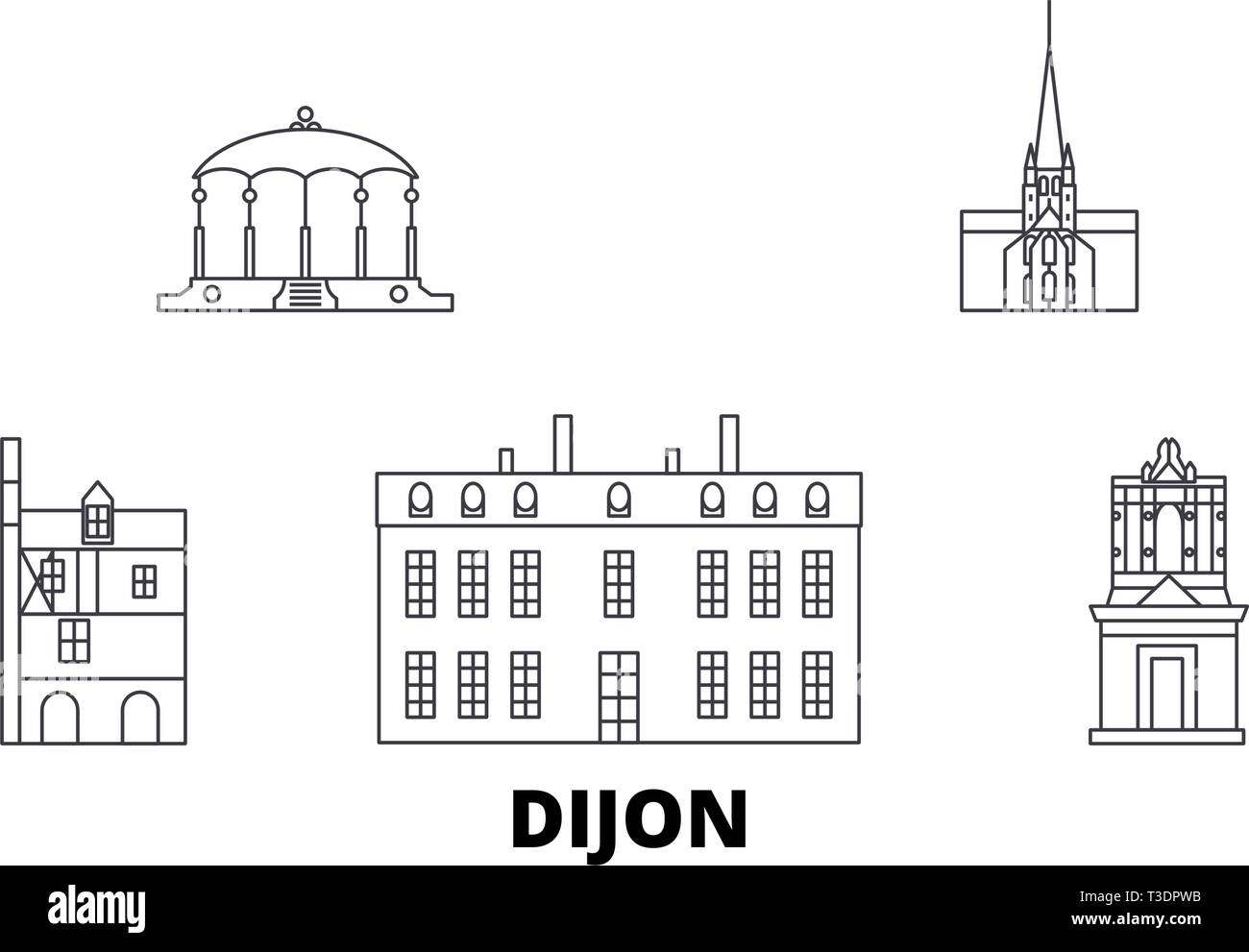 France, Dijon line travel skyline set. France, Dijon outline city ...