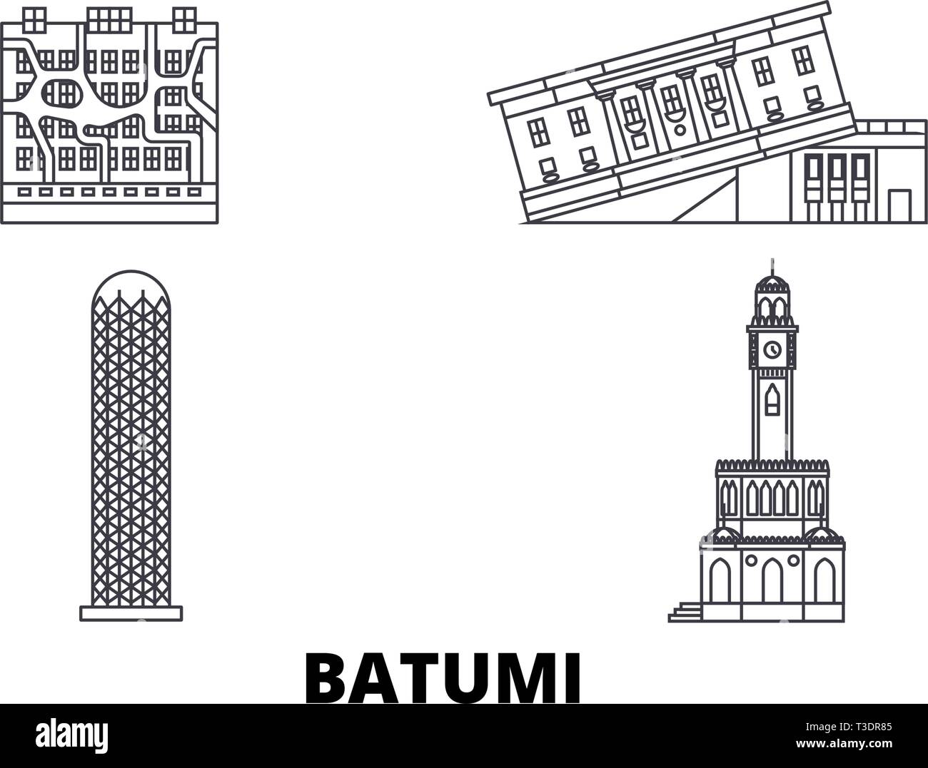 Georgia, Batumi line travel skyline set. Georgia, Batumi outline city ...