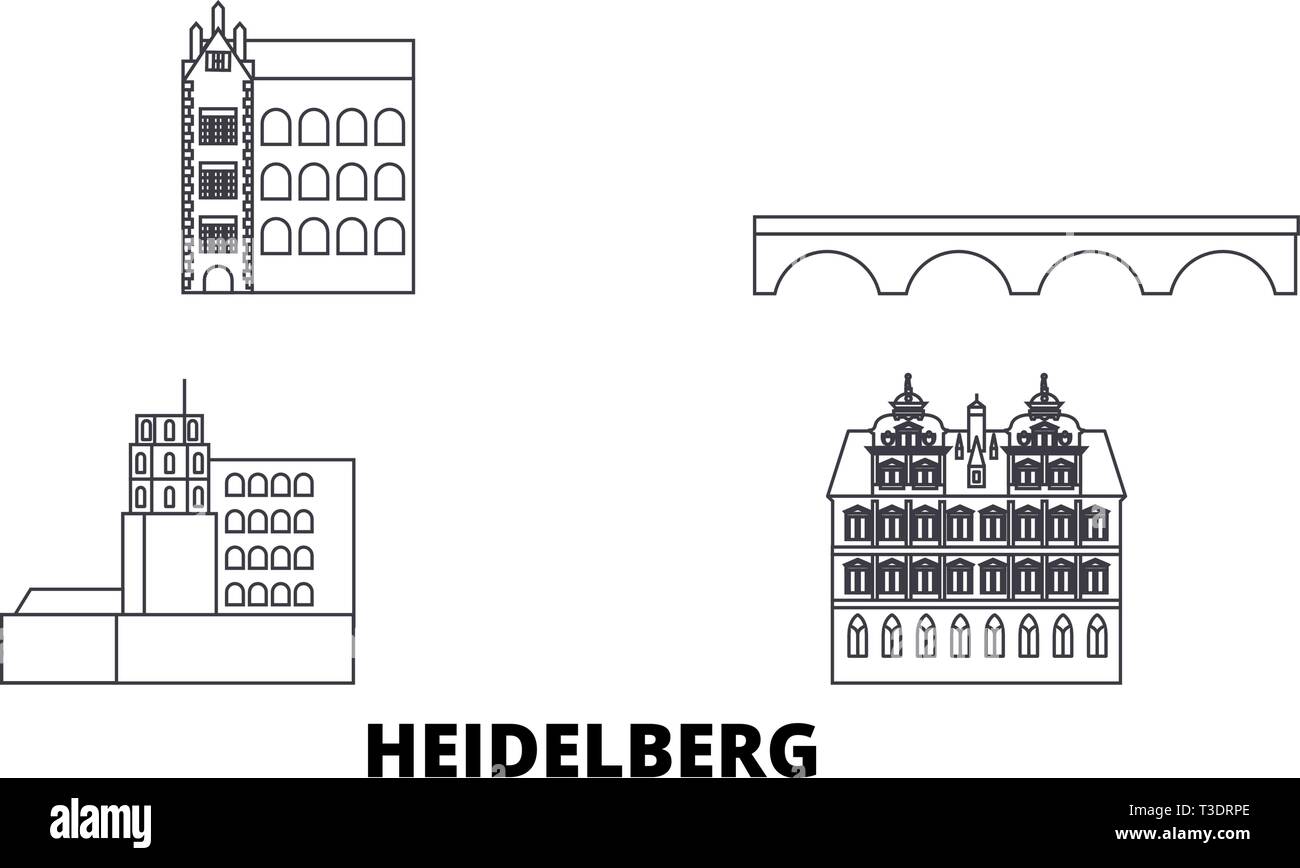Germany, Heidelberg line travel skyline set. Germany, Heidelberg ...