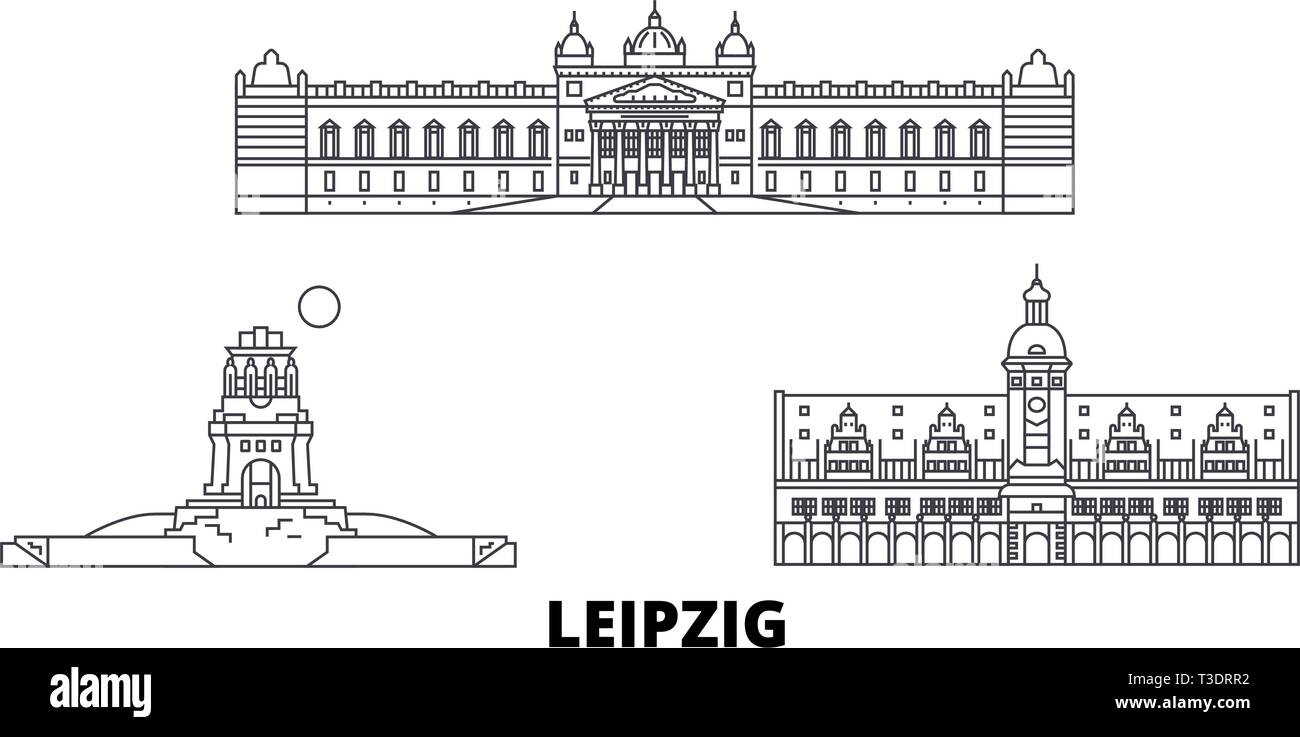 Germany, Leipzig line travel skyline set. Germany, Leipzig outline city ...