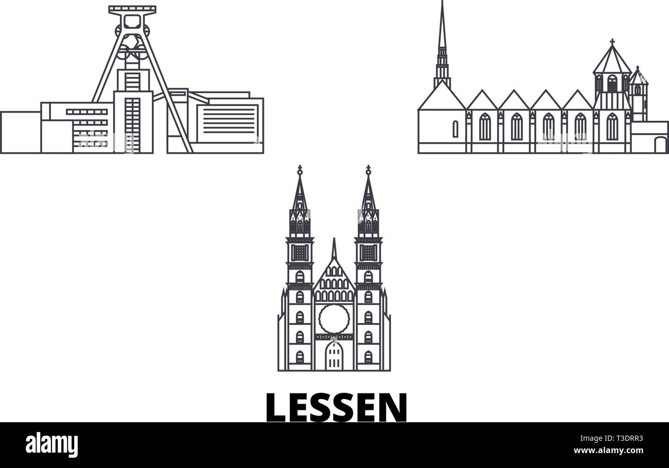 Germany, Lessen line travel skyline set. Germany, Lessen outline city ...