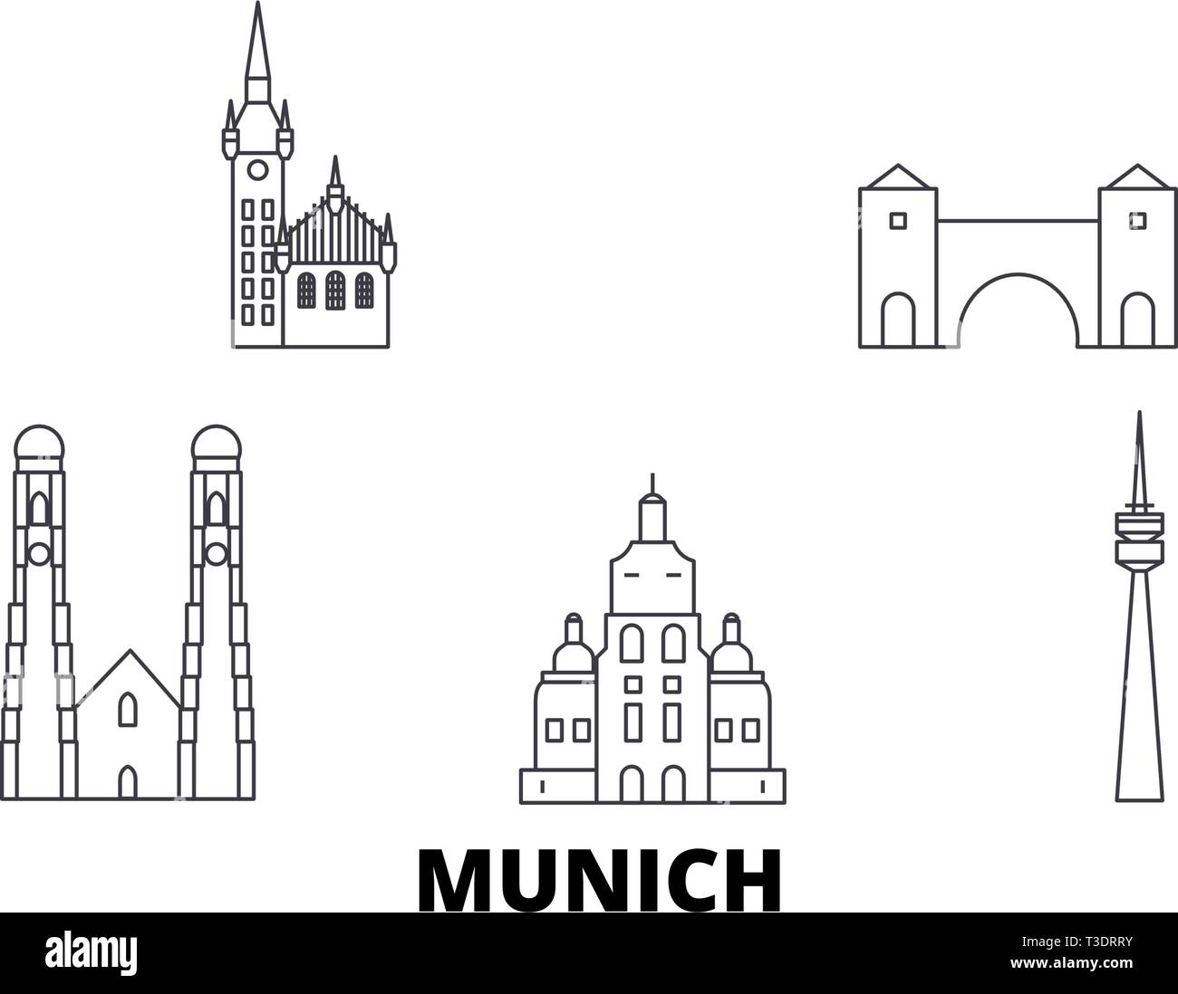 Germany, Munich line travel skyline set. Germany, Munich outline city ...