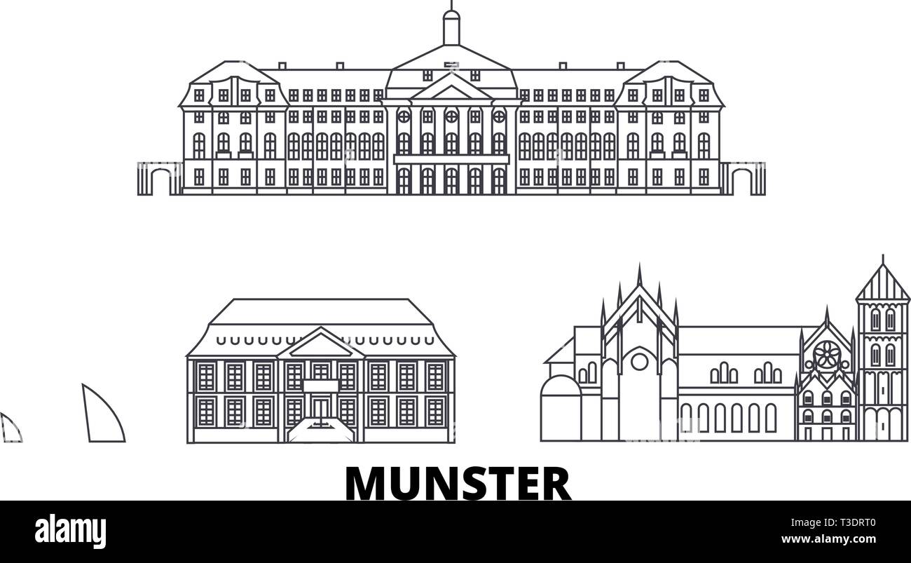 Germany, Munster line travel skyline set. Germany, Munster outline city ...