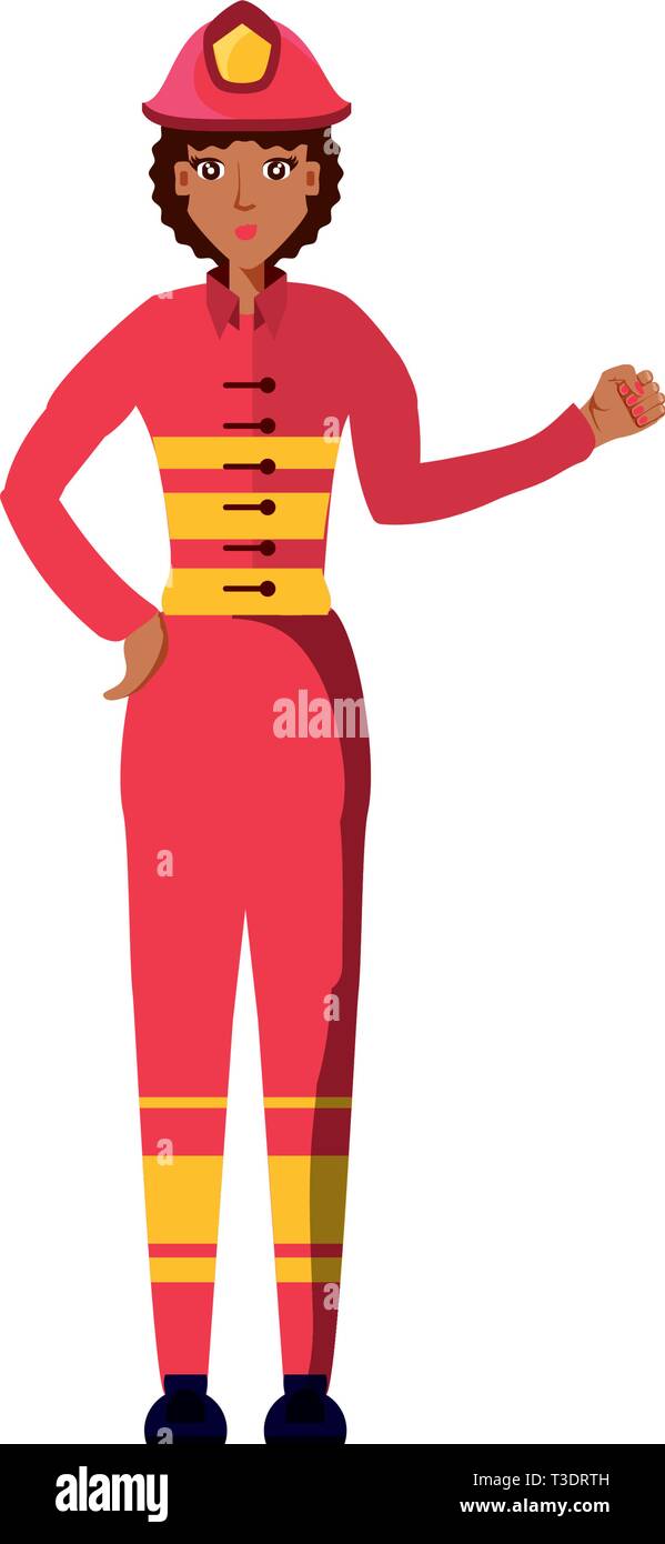 firefighter professional female avatar character vector illustration ...