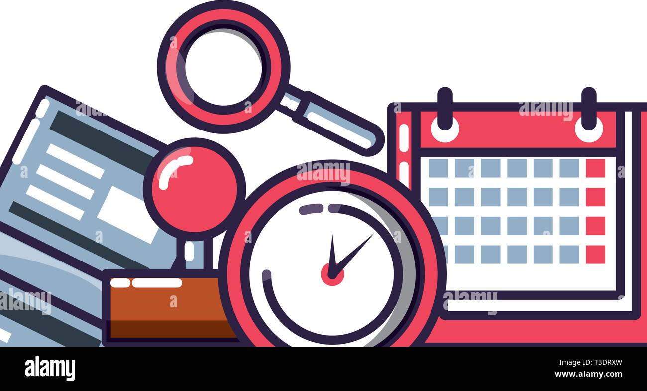 clock time with set icons vector illustration design Stock Vector Image ...