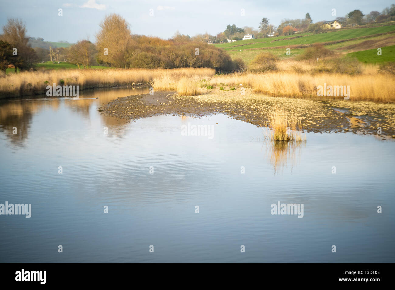 Mouth of the river Char from bridge on the SW Coastal path, Charmouth ...