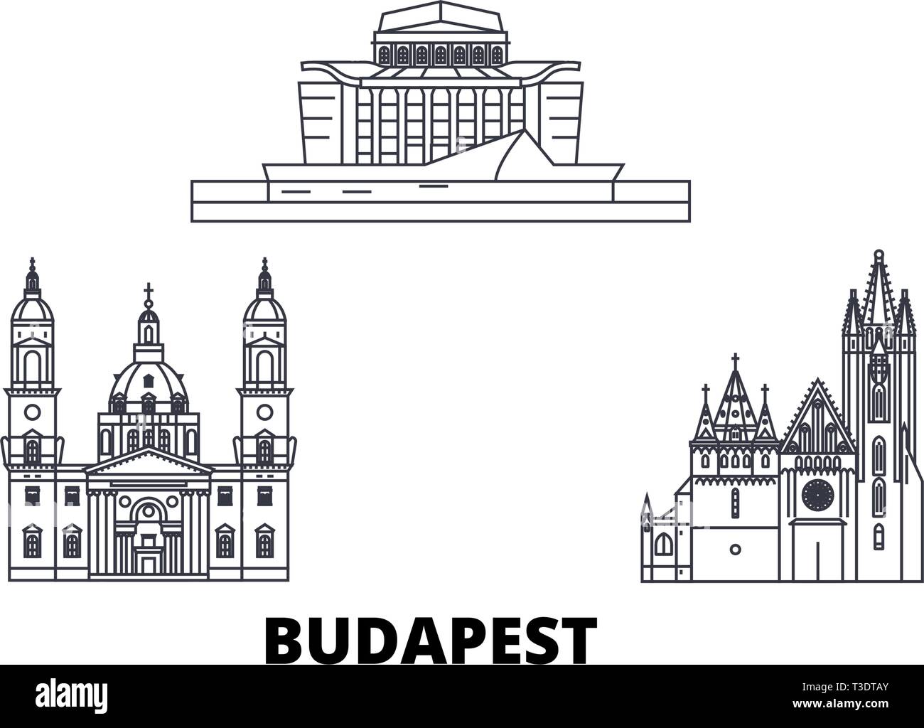 Hungary, Budapest City line travel skyline set. Hungary, Budapest City ...