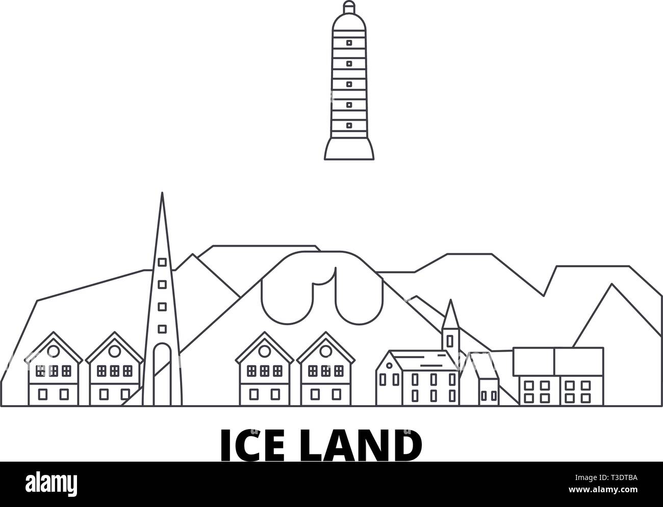 Iceland line travel skyline set. Iceland outline city vector ...