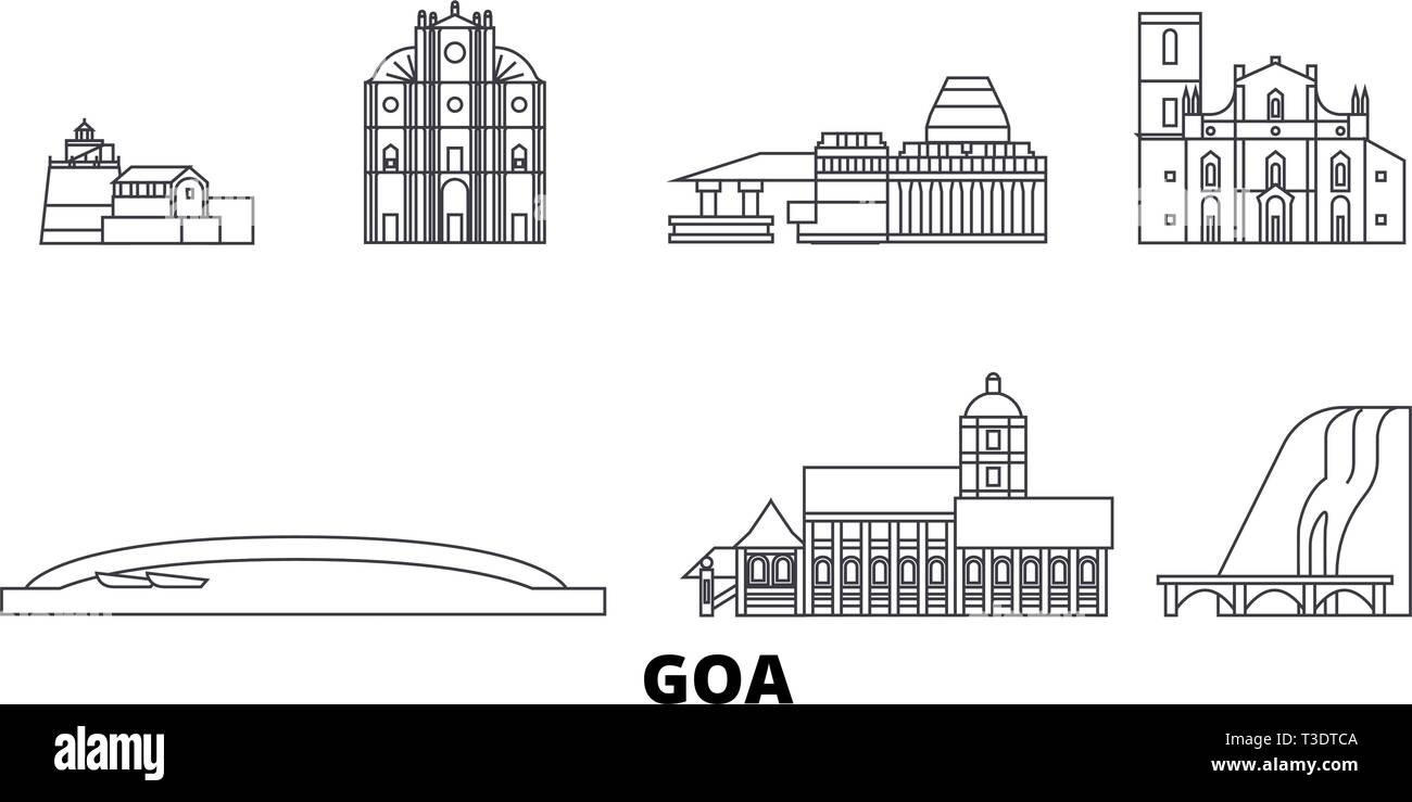 India, Goa line travel skyline set. India, Goa outline city vector ...