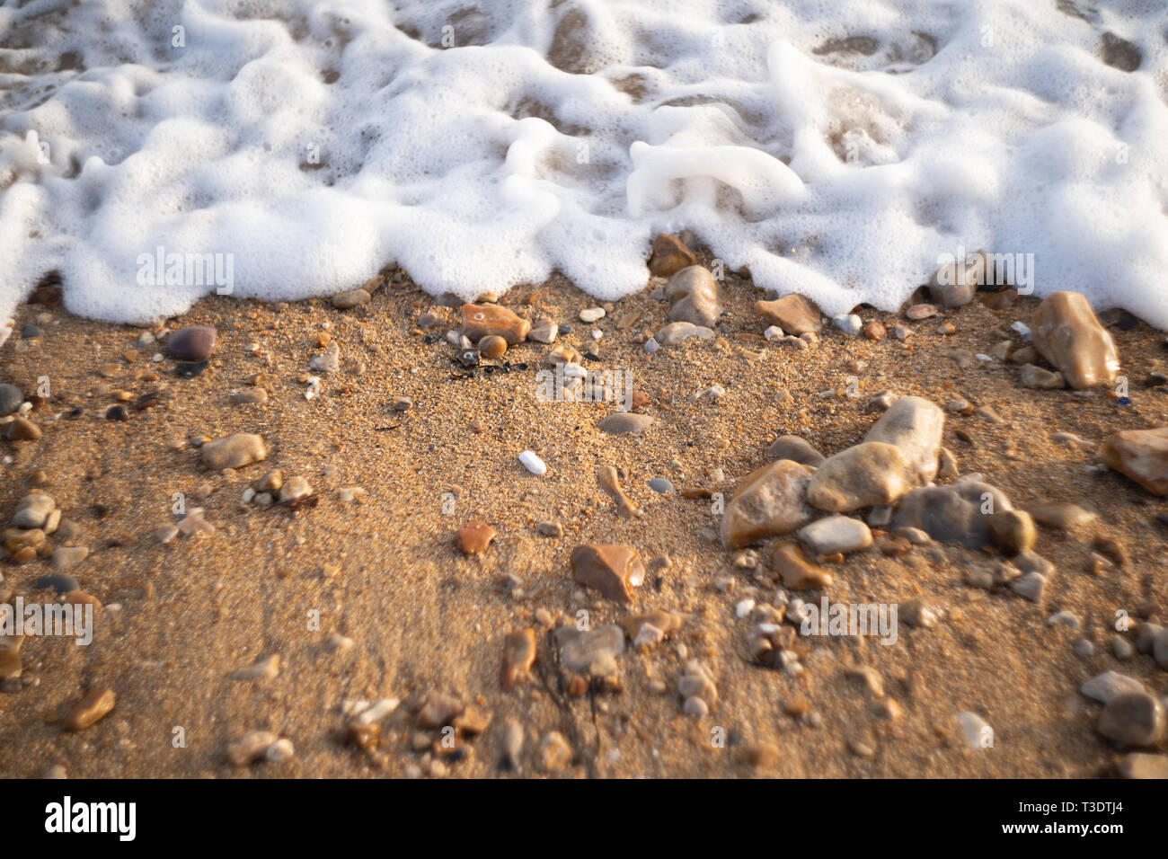 Tide coming in on a beach, close-up from above Stock Photo - Alamy