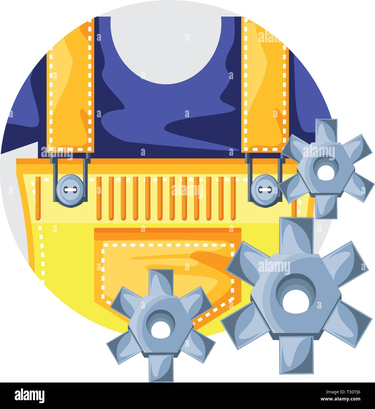 overall uniform construction in frame circular with gears vector ...