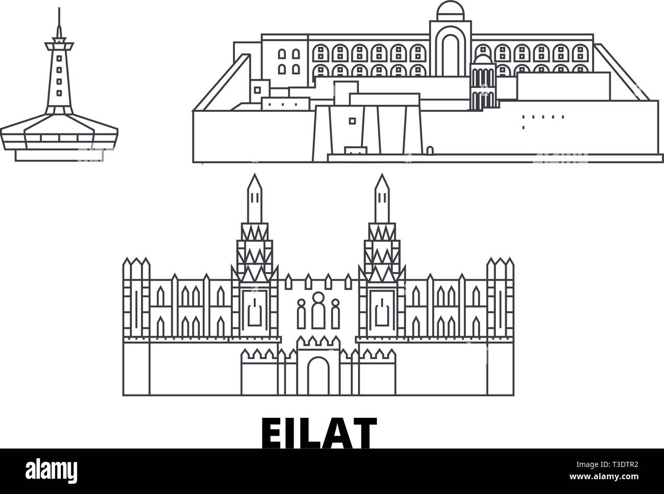 Israel, Eilat line travel skyline set. Israel, Eilat outline city ...