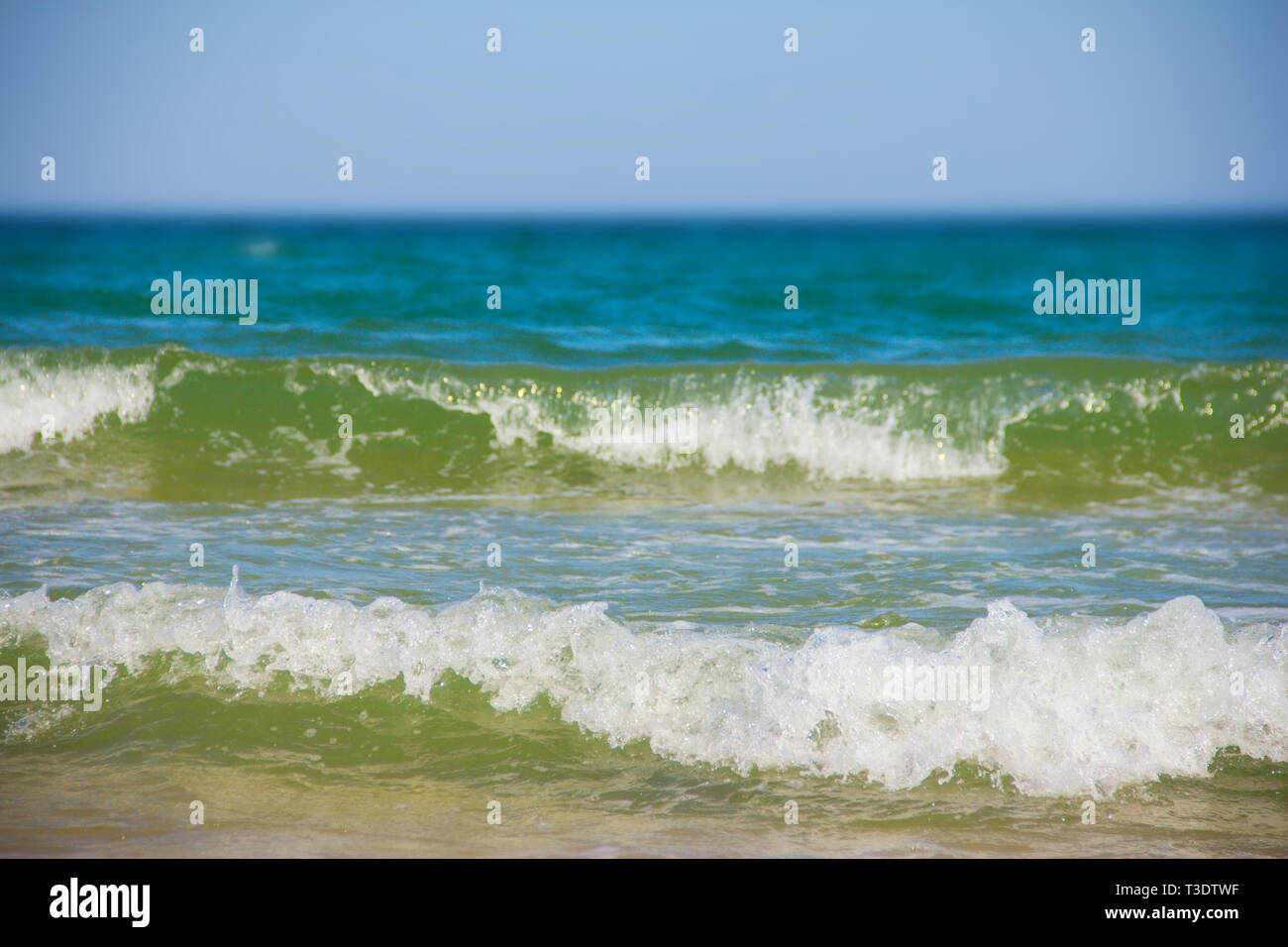 Sea waves and sandy beach , Black sea , Kranevo , Bulgaria Stock Photo ...