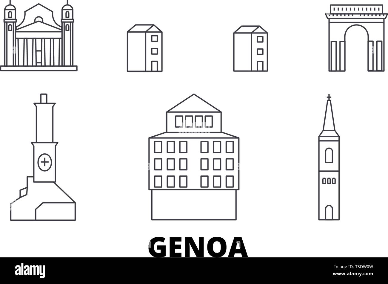 Italy, Genoa line travel skyline set. Italy, Genoa outline city vector ...