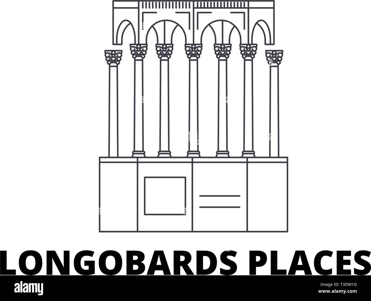 Italy, Longobards places line travel skyline set. Italy, Longobards ...