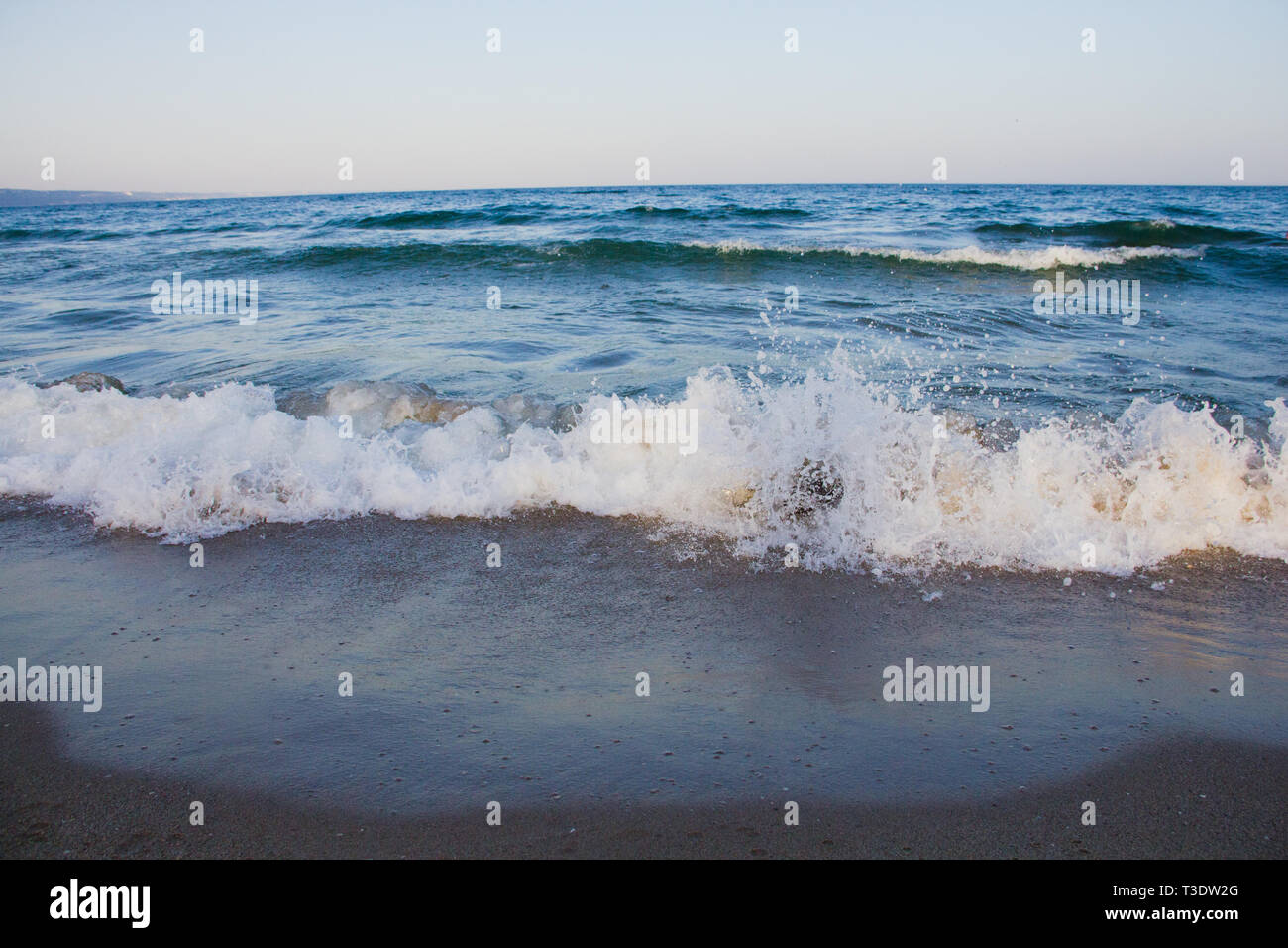 Sea waves and sandy beach , Black sea , Kranevo , Bulgaria Stock Photo ...