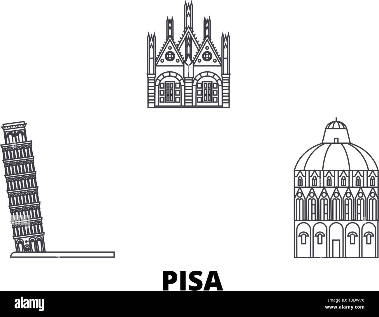 Italy, Pisa line travel skyline set. Italy, Pisa outline city vector ...