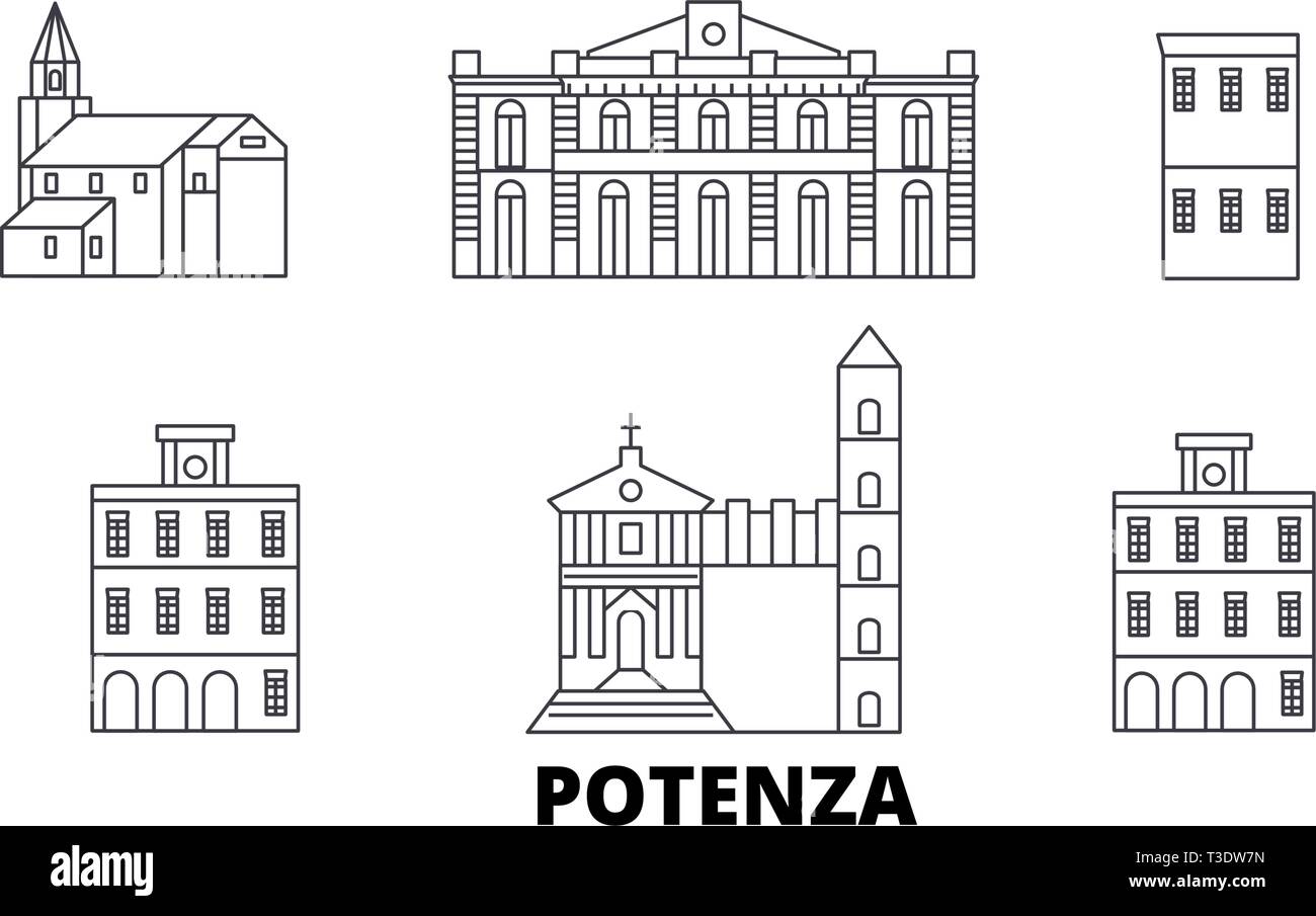 Italy, Potenza line travel skyline set. Italy, Potenza outline city ...