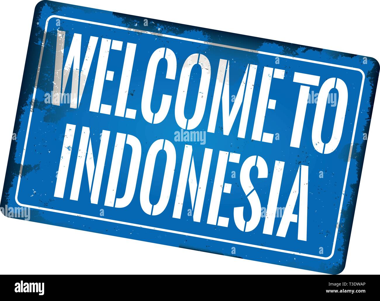 Welcome to indonesia vintage rusty metal sign on a white background ...
