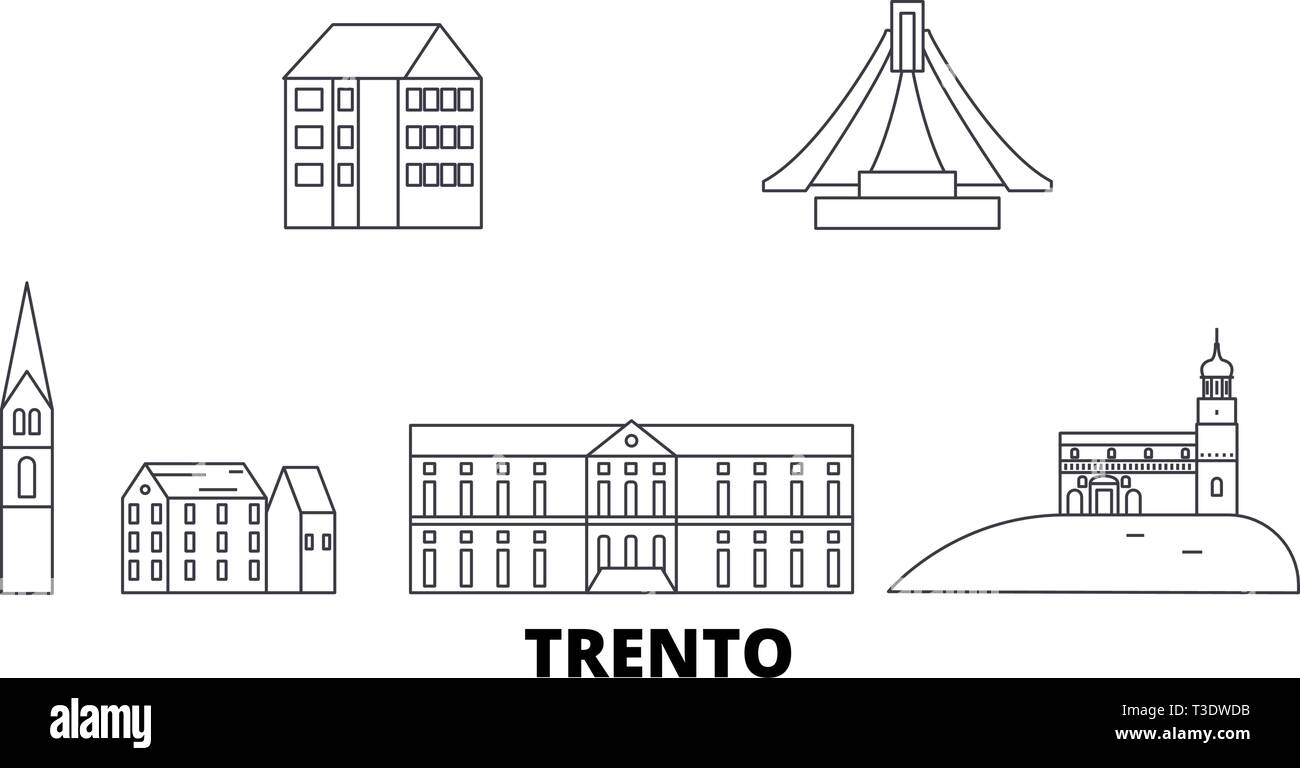 Italy, Trento line travel skyline set. Italy, Trento outline city ...