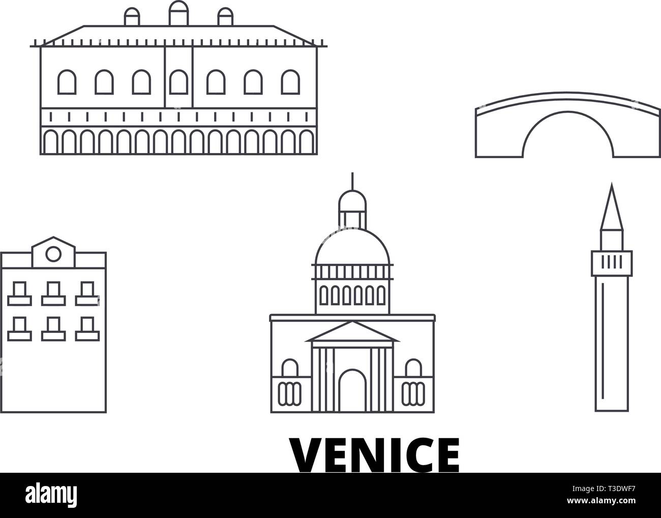 Italy, Venice City line travel skyline set. Italy, Venice City outline ...
